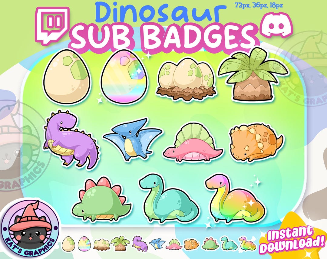 Dinosaur Twitch Sub Badges X11! Dino Subscriber Bit Badges / Discord ...