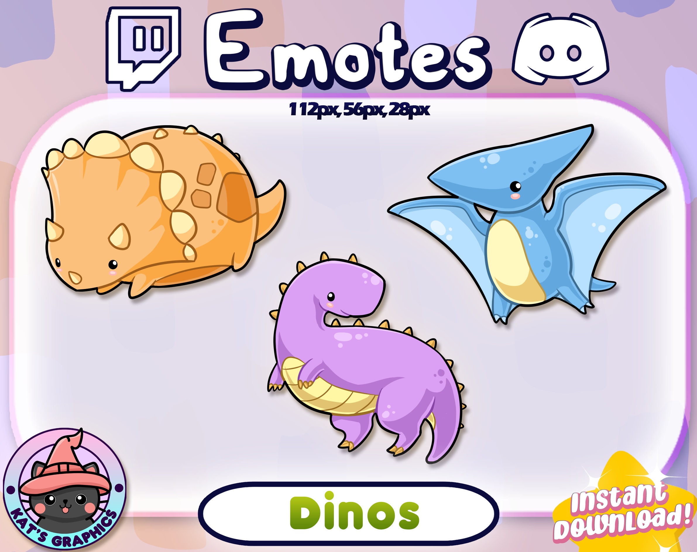 CUTE DINOSAUR Twitch Emotes | Channel Points | Streamer Emote | DISCORD ...