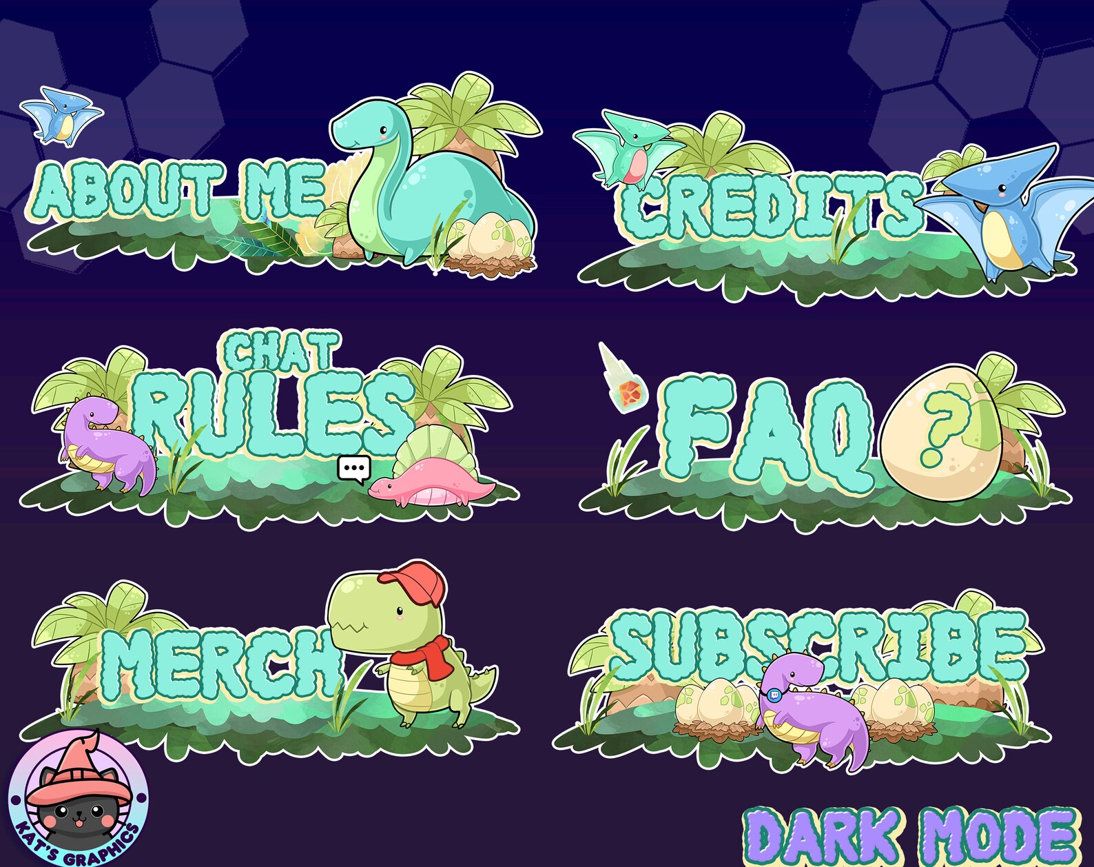 KAWAII DINO Dinosaur Twitch Streamer Panels / Buttons X10 - Etsy