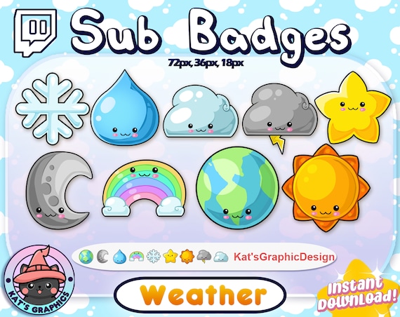 Weather/space Twitch Sub Badges Subscriber Badges Bit - Etsy