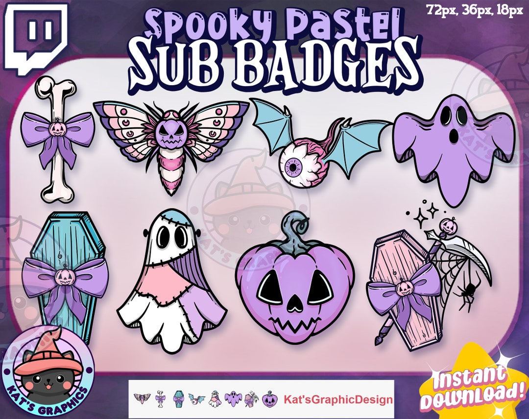 SPOOKY PASTEL Witch Twitch Sub Badges | Subscriber Badges | Bit Badges ...