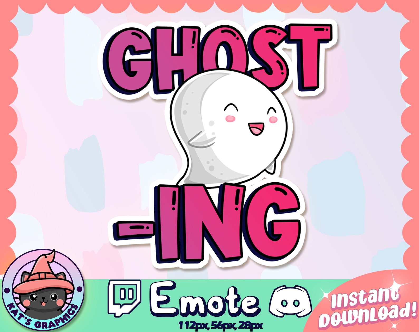 Kawaii PINK GHOSTING Twitch Discord Emote Channel Points - Etsy