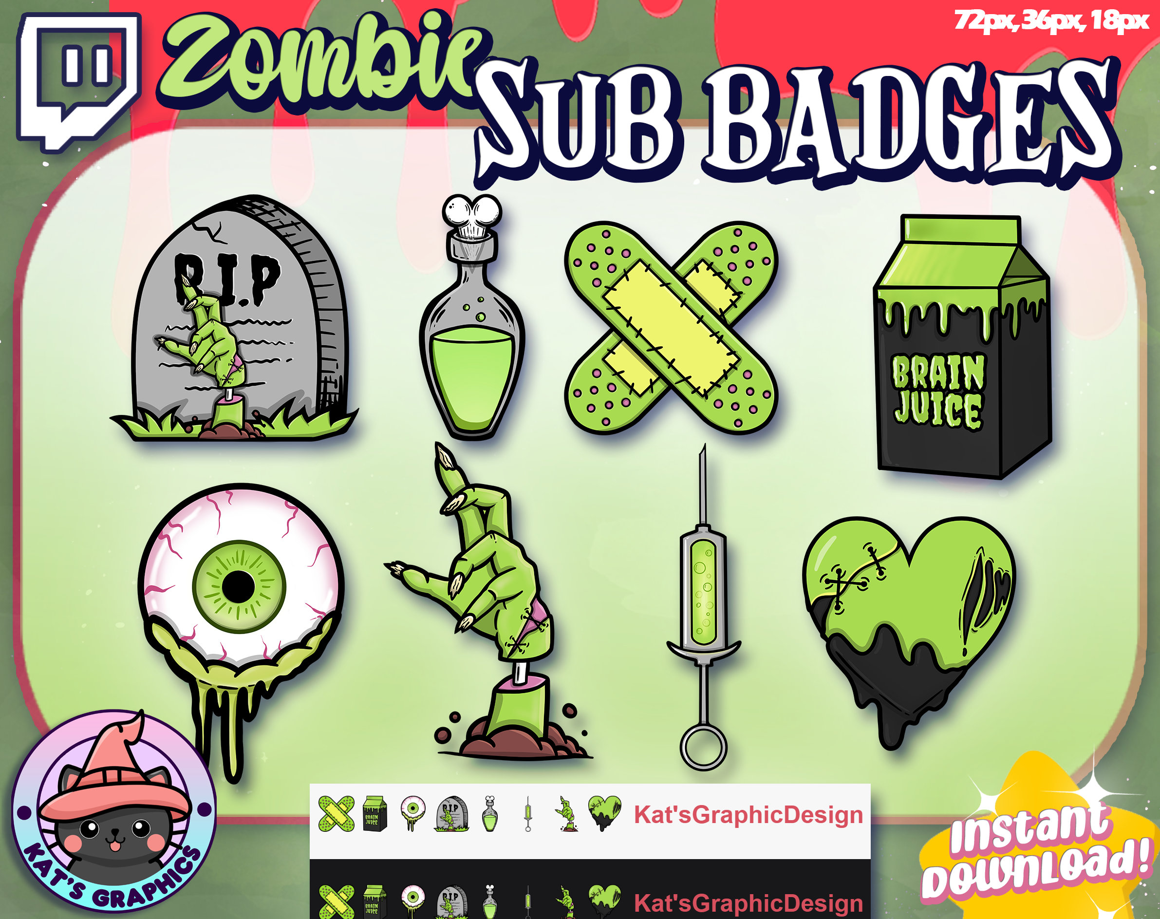 ZOMBIE Twitch Sub Badges Subscriber Badges Bit Badges - Etsy