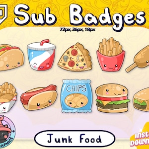 JUNK FOOD Twitch Sub Badges | Subscriber Badges | Bit Badges | UNIQUE ...