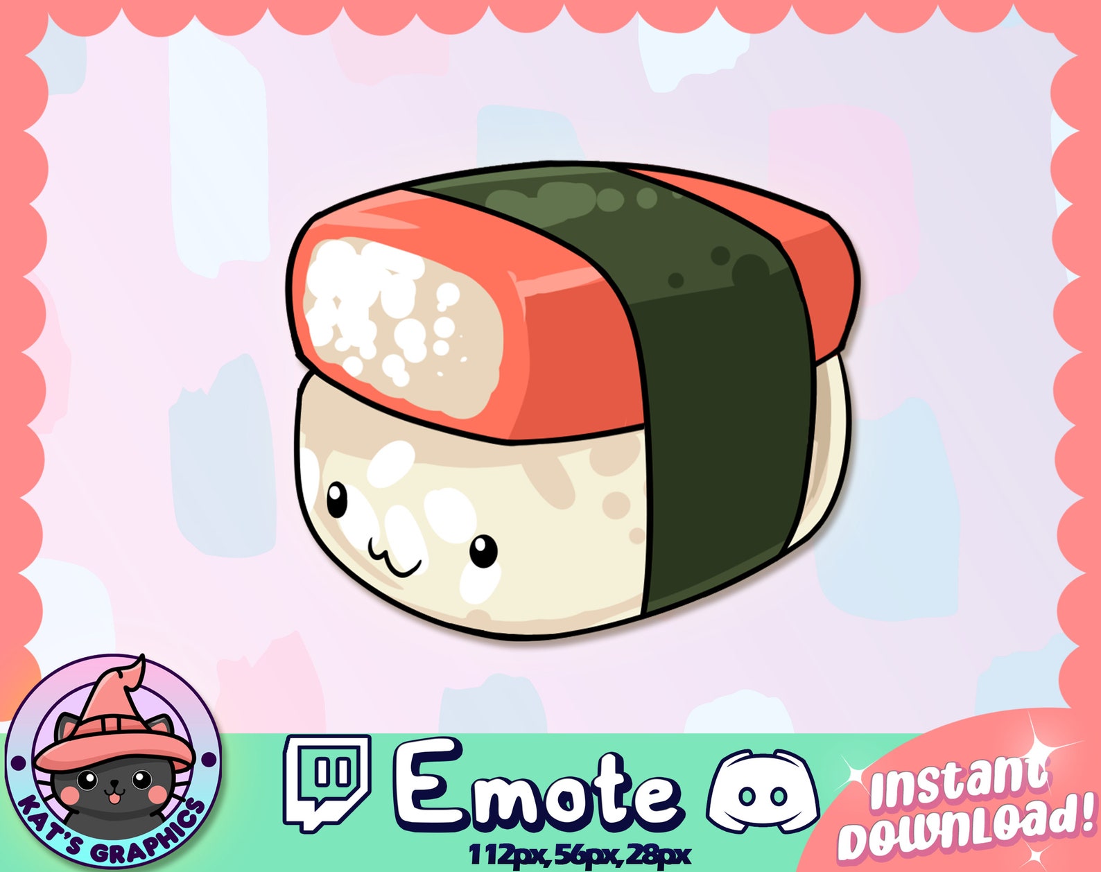 Kawaii SUSHI Twitch Discord EMOTE Channel Points Streamer Emoji, Cute ...