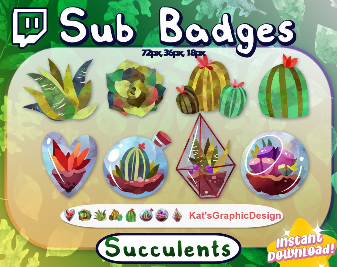 SUCCULENT Twitch Sub Badges / Subscriber Badges / Bit Badges / Hojas ...