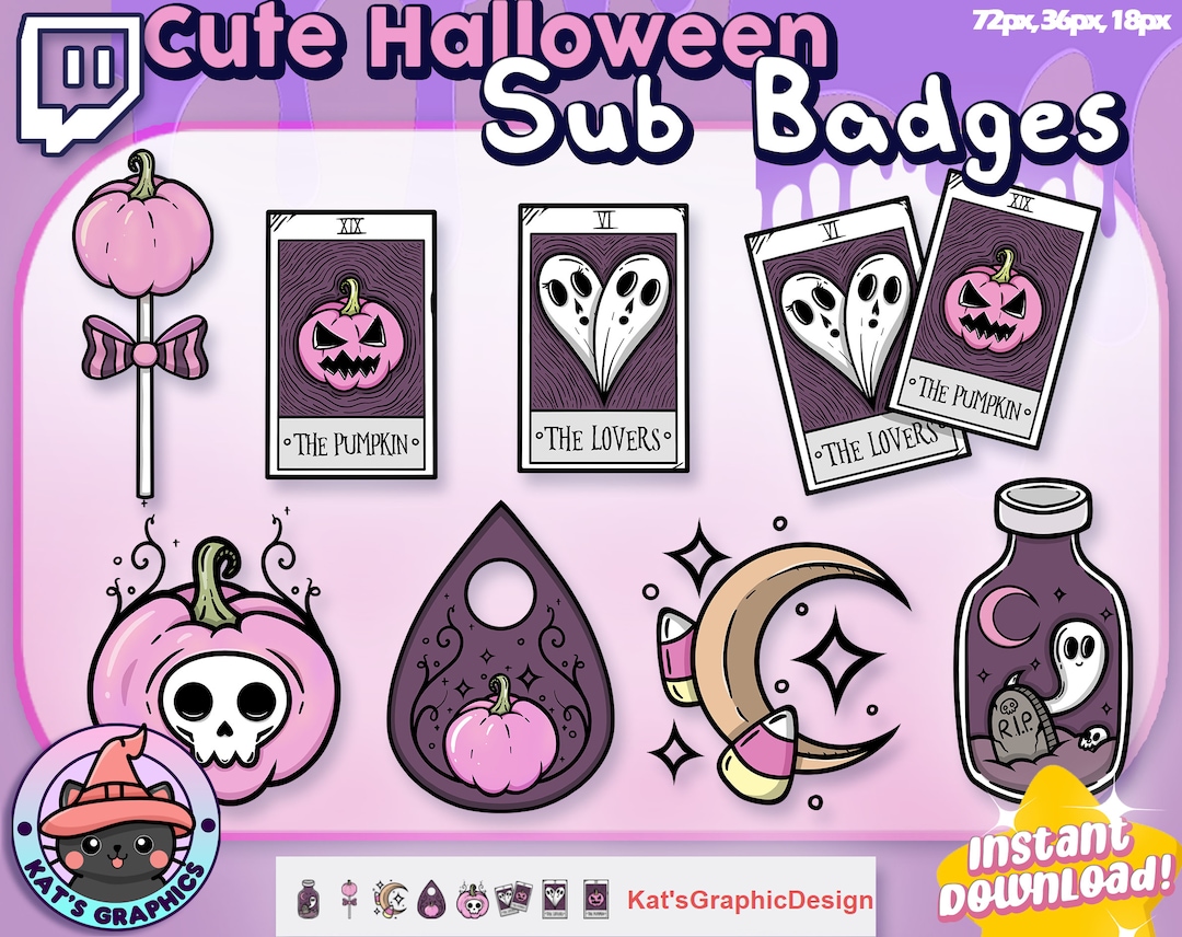PINK CUTE HALLOWEEN Twitch Sub Badges | Subscriber Badges | Bit Badges ...