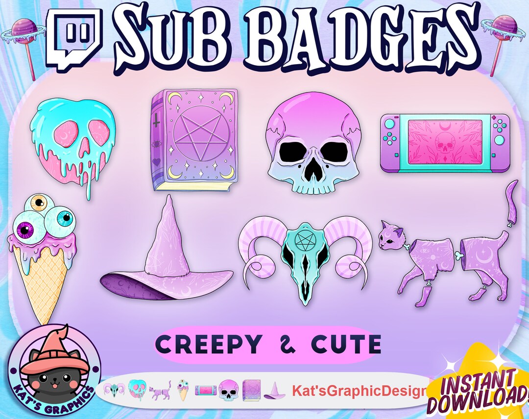 CREEPY AND CUTE Twitch Sub Badges | Subscriber Bit Badges, Discord Role ...