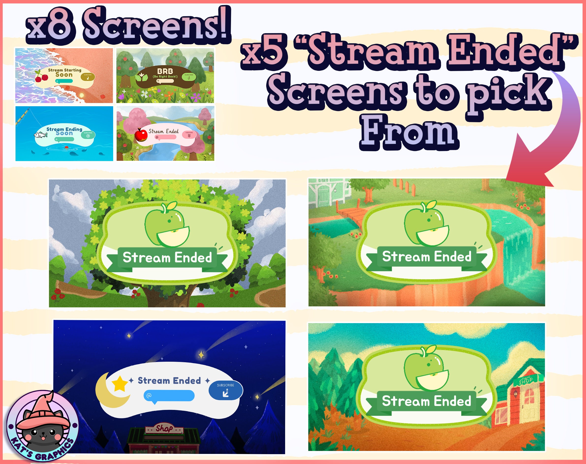 X8 Static Animal Crossing Inspired Twitch Streamer Overlays / Screens ...