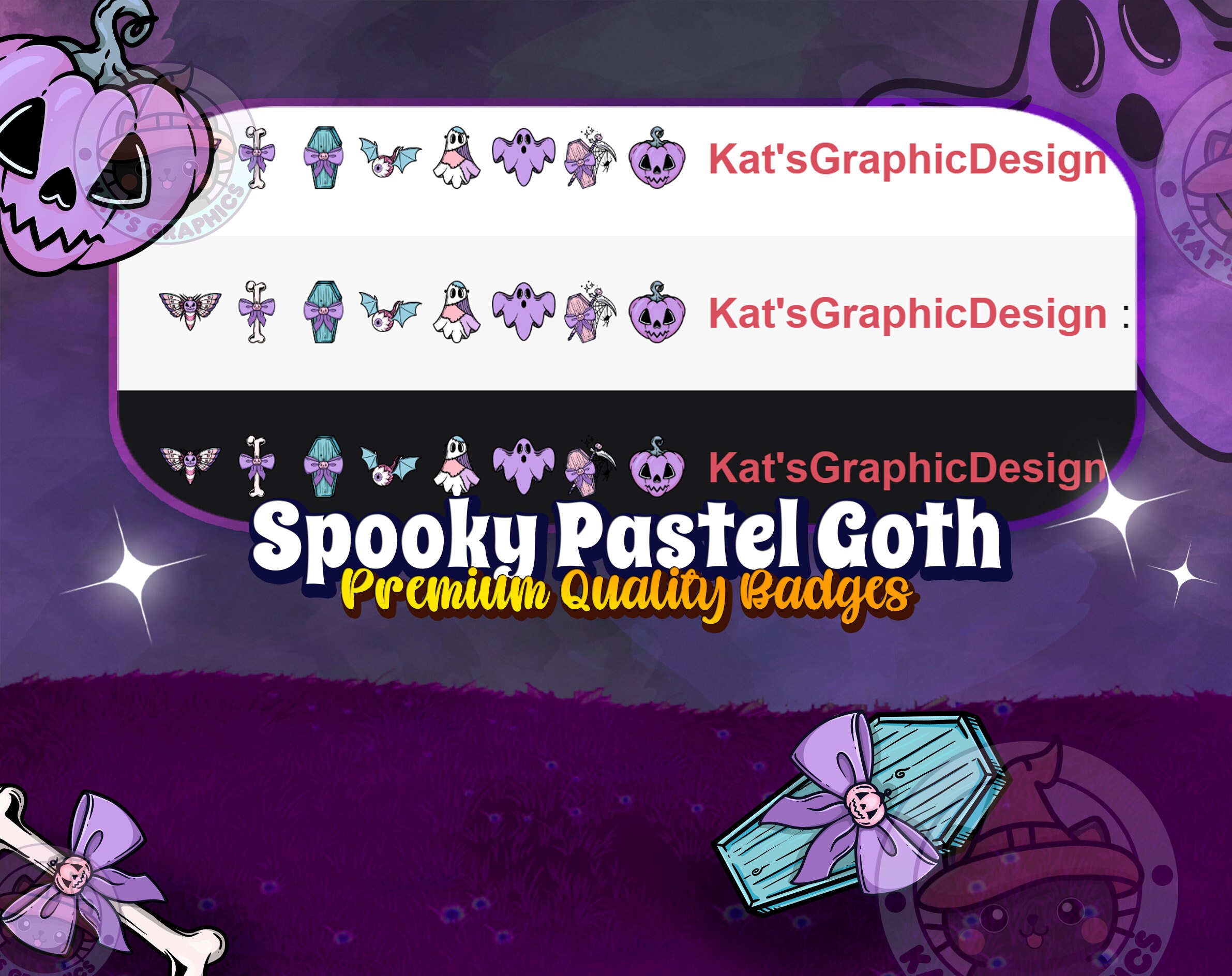 SPOOKY PASTEL Witch Twitch Sub Badges | Subscriber Badges | Bit Badges ...