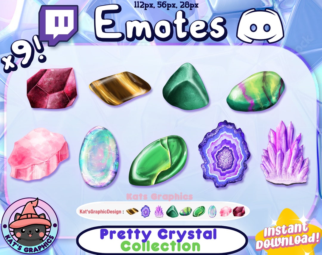 Pretty CRYSTAL Emote Pack for & Discord | Channel Points | Streamer ...