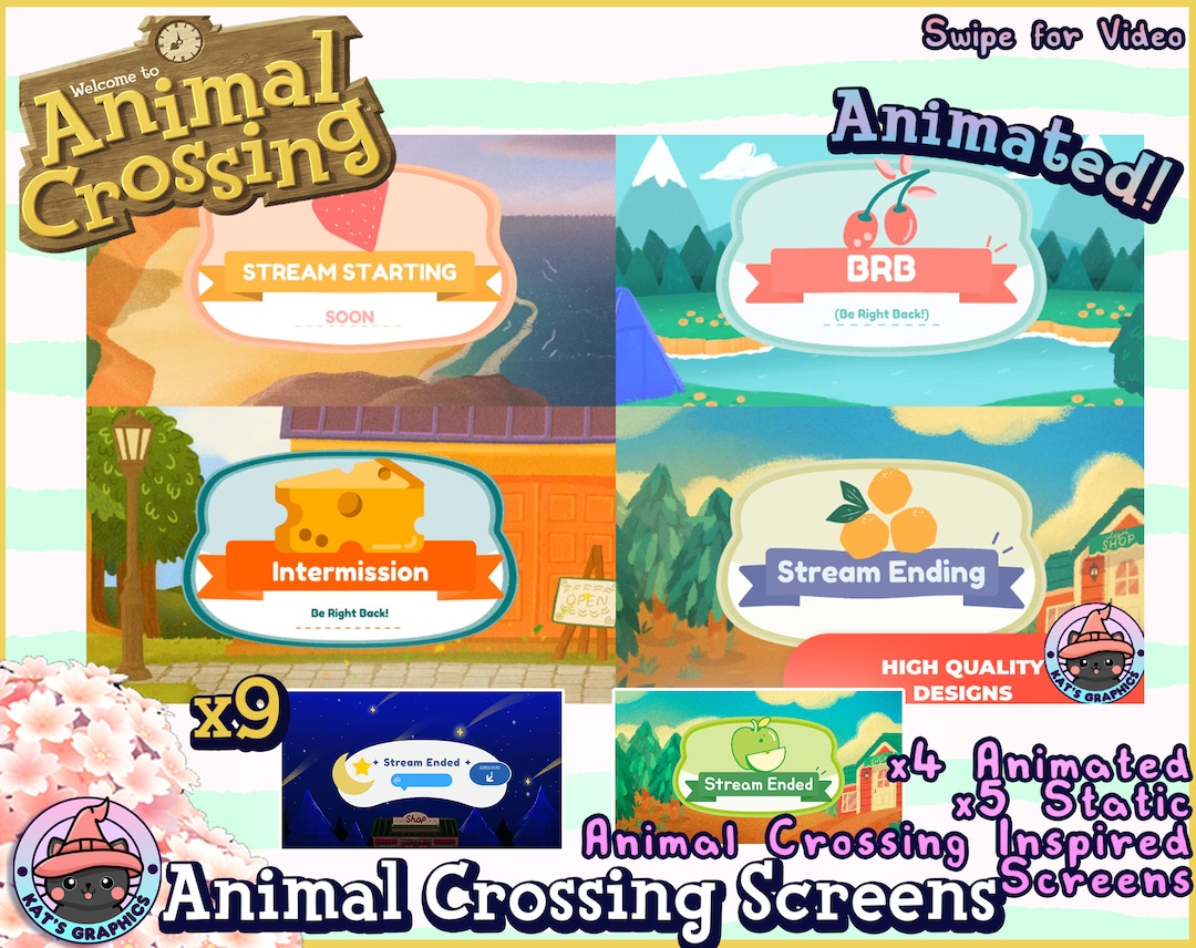 X9 Animated Animal Crossing Inspired Twitch Streamer Overlays / Screens ...