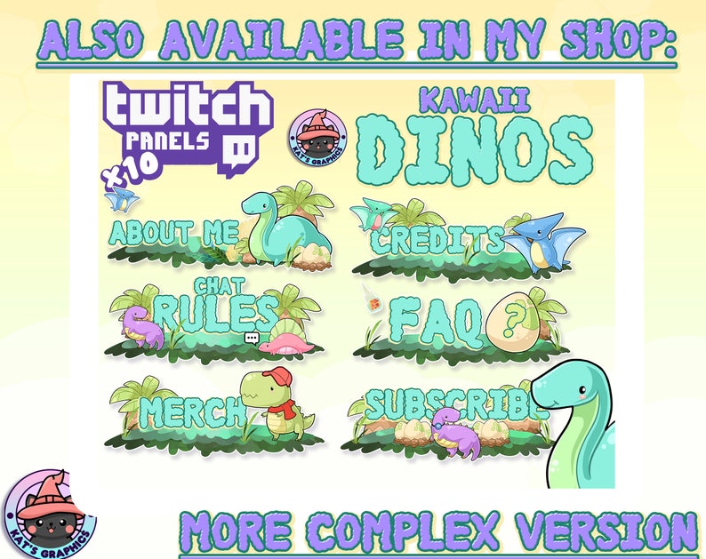 KAWAII DINO Dinosaur V2 Twitch Streamer Panels / Buttons X10 - Etsy