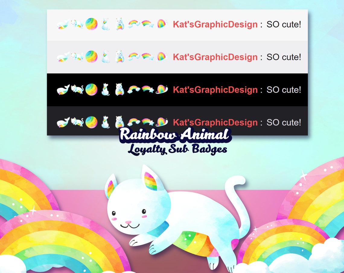 RAINBOW ANIMALS Twitch Sub Badges | Subscriber Badges | Bit Badges ...