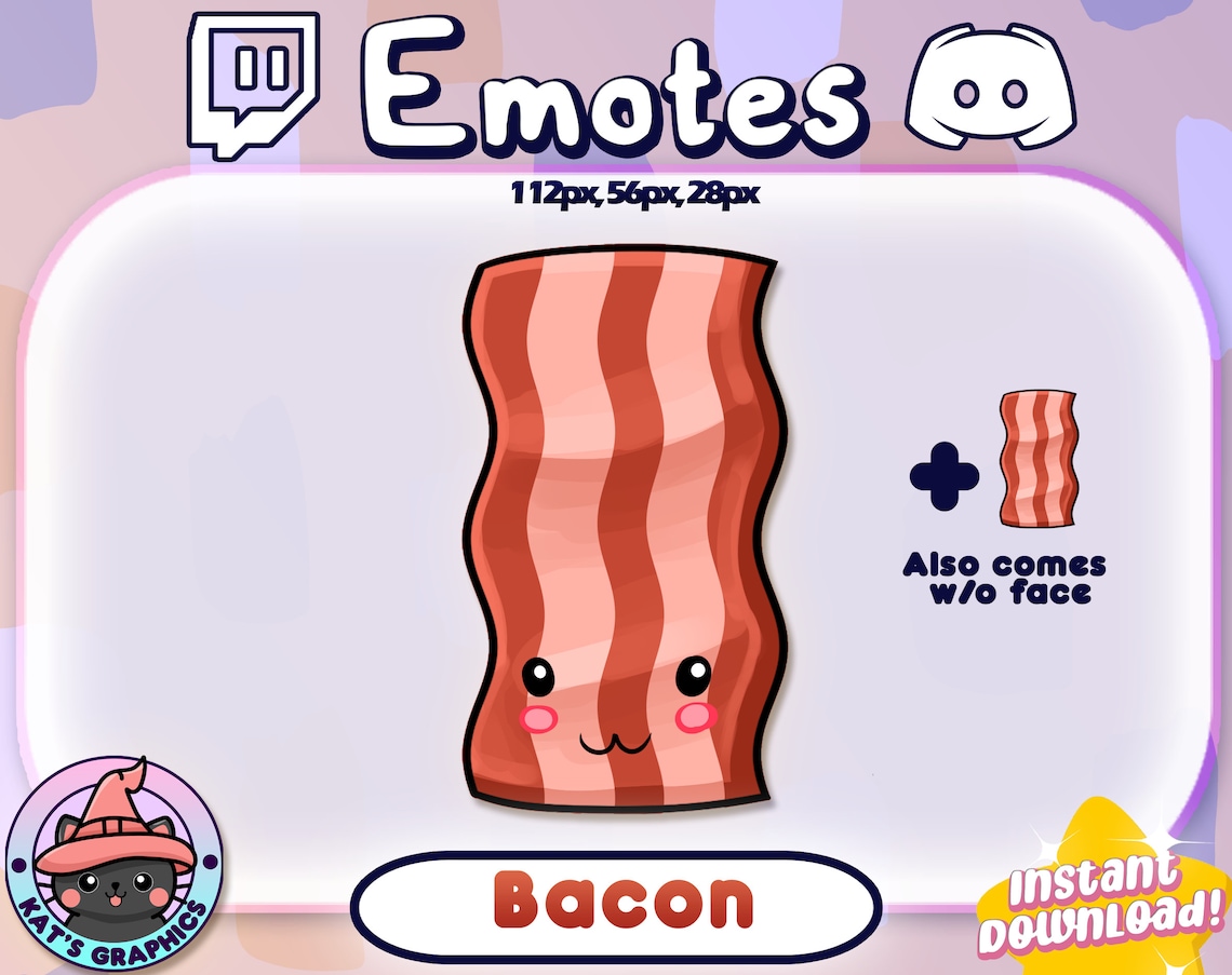 KAWAII BACON Twitch Emotes Channel Points Streamer Emote | Etsy