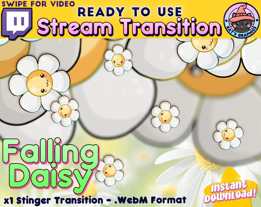 Falling Daisy TRANSITION Stinger Scene Wipe | UNIQUE, Clean, Kawaii ...