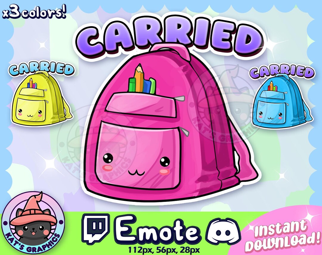 CARRIED KAWAII Backpack Funny Twitch + Discord Emote | Channel Point ...