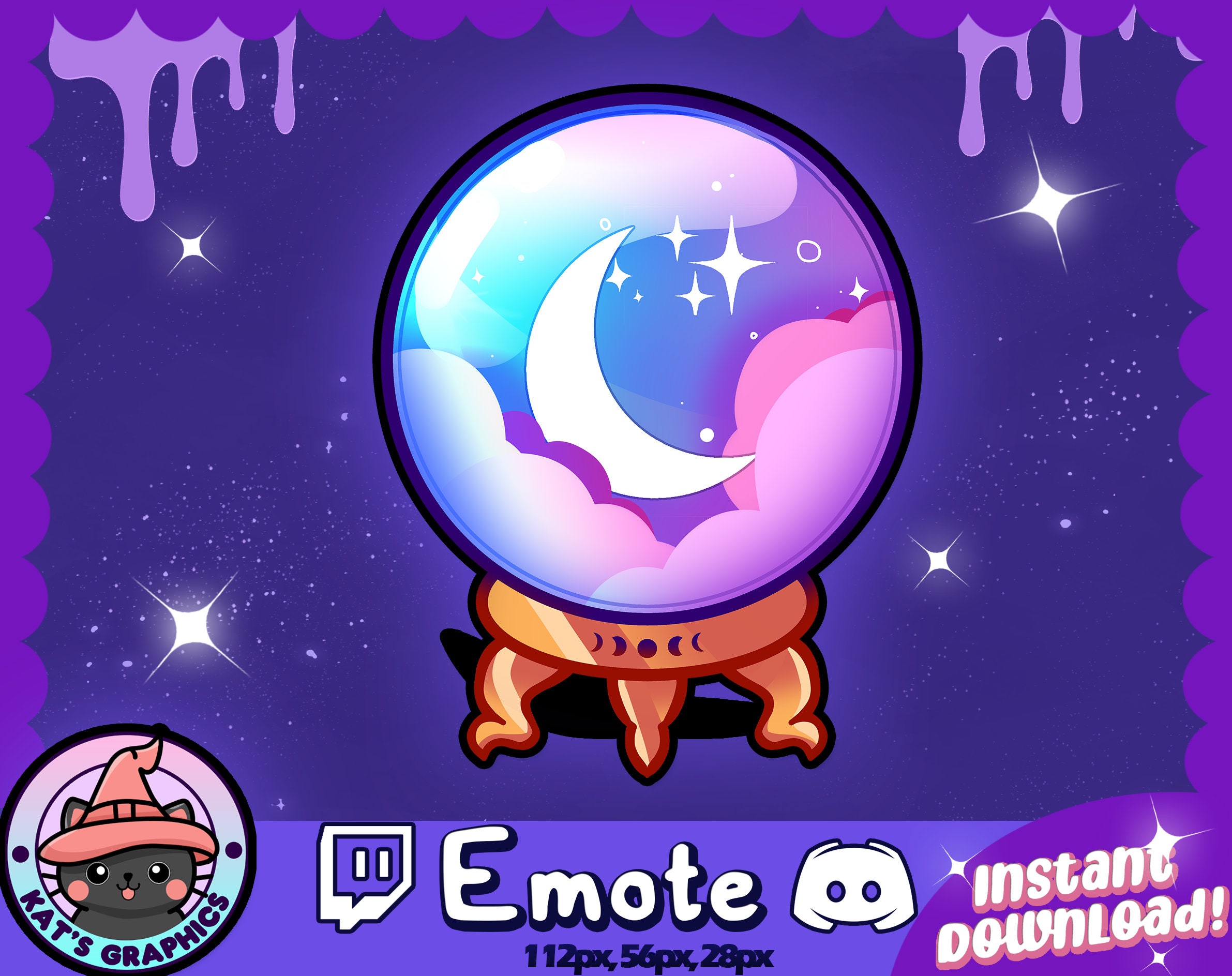 Crystal Ball With Moon EMOTE | Channel Points | Streamer | Emoji, Cute ...