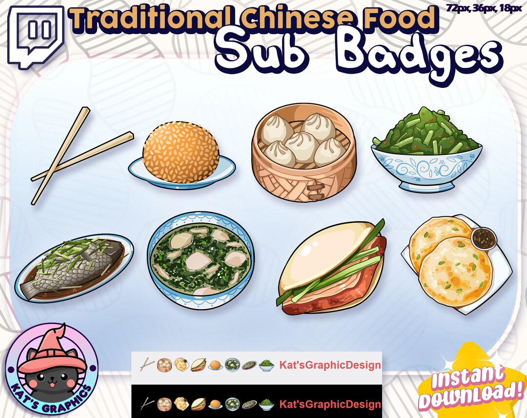 Traditional CHINESE FOODS Twitch Sub Badges | Subscriber Badges | Bit ...