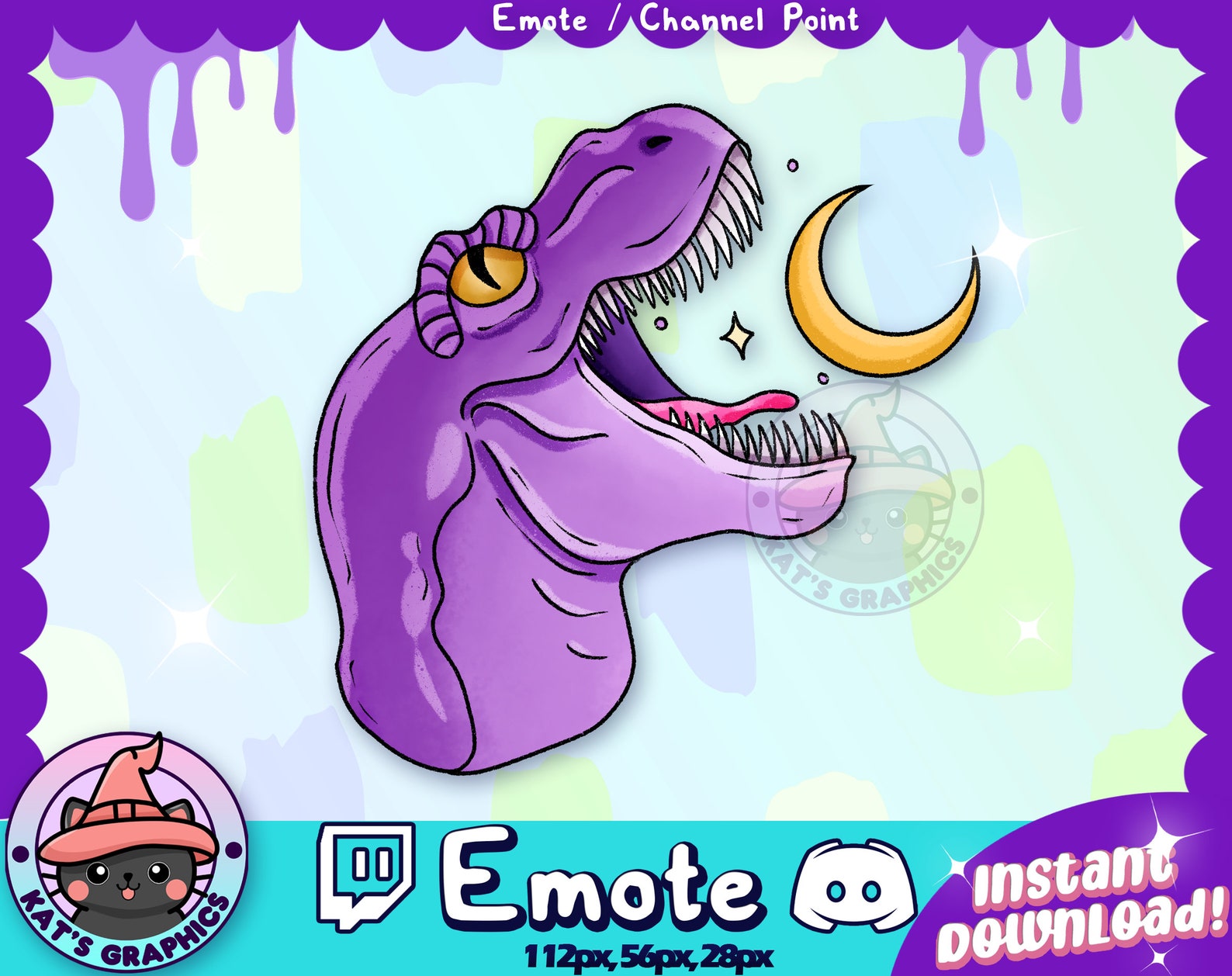 DINO / DINOSAUR MOON Twitch Discord Emote Channel Points - Etsy
