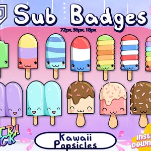 KAWAII POPSICLES Twitch Sub Badges- Ultra Pack! | Subscriber Badges ...
