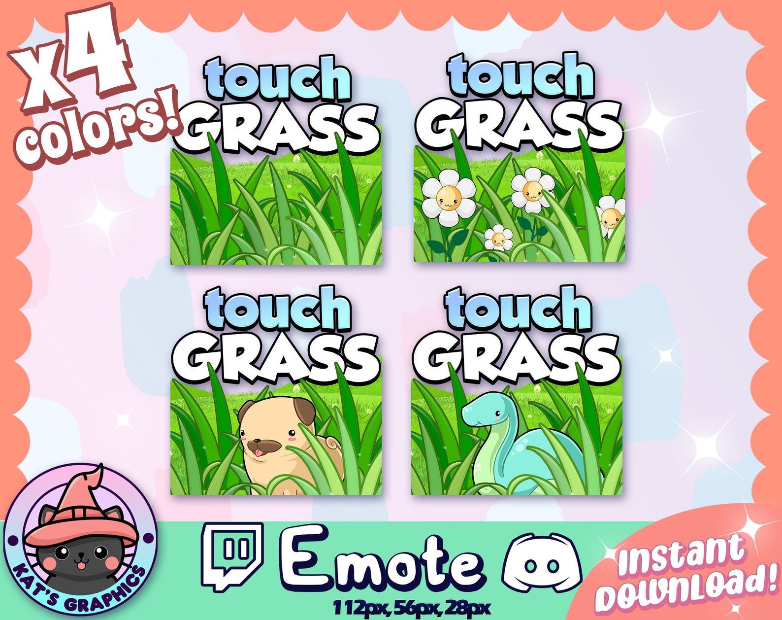 X4 TOUCH GRASS Twitch + Discord Emote | Channel Points | Streamer ...