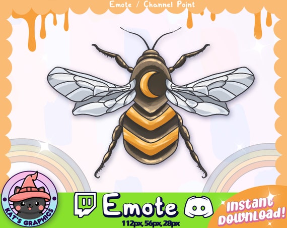 Cute Moon Bee Twitch Discord Emote Channel Points | Etsy