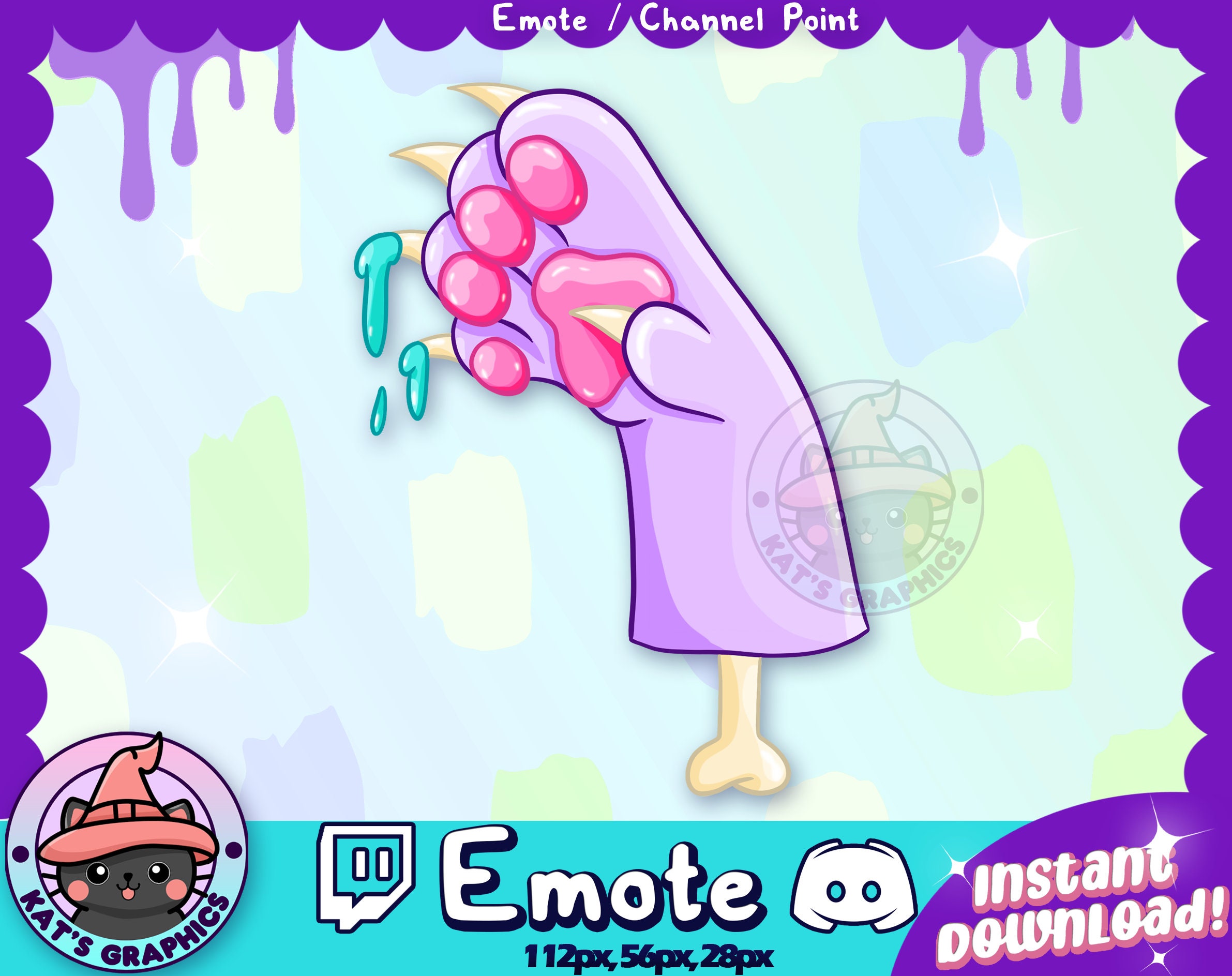 Purple Cat Paw Bone Cat Twitch + Discord Emote | Channel Points ...