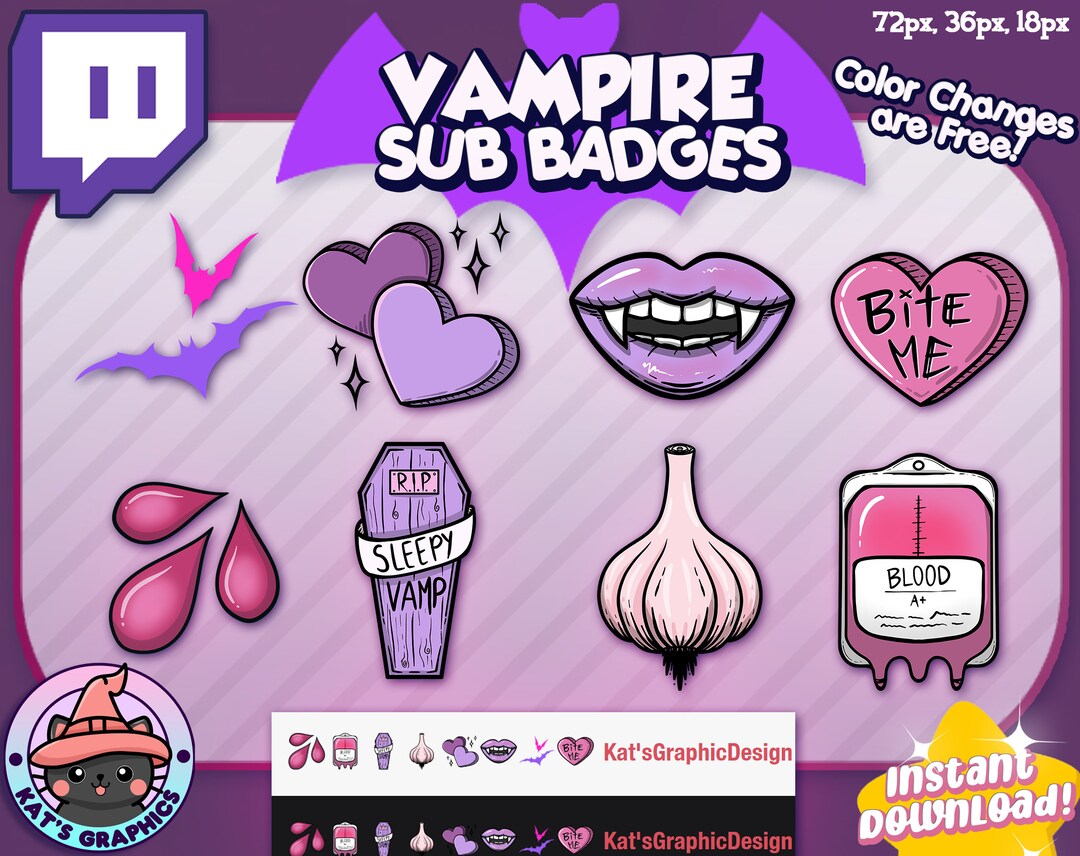 Pastel VAMPIRE Twitch Sub Badges | Subscriber Badges | Bit Badges ...