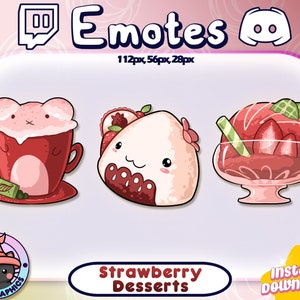 KAWAII STRAWBERRY Desserts Twitch Emotes | Channel Points | Streamer ...