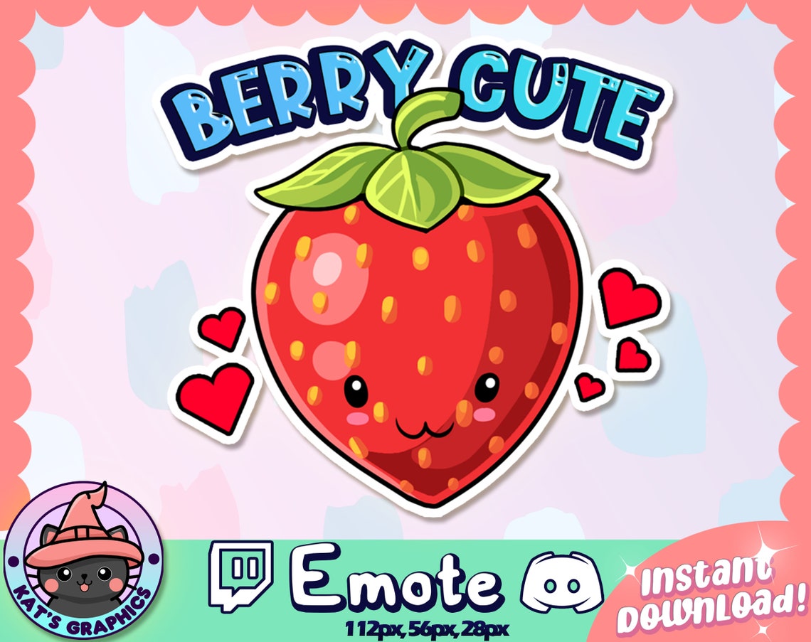 Strawberry BERRY CUTE Twitch Discord Emote Channel Points | Etsy
