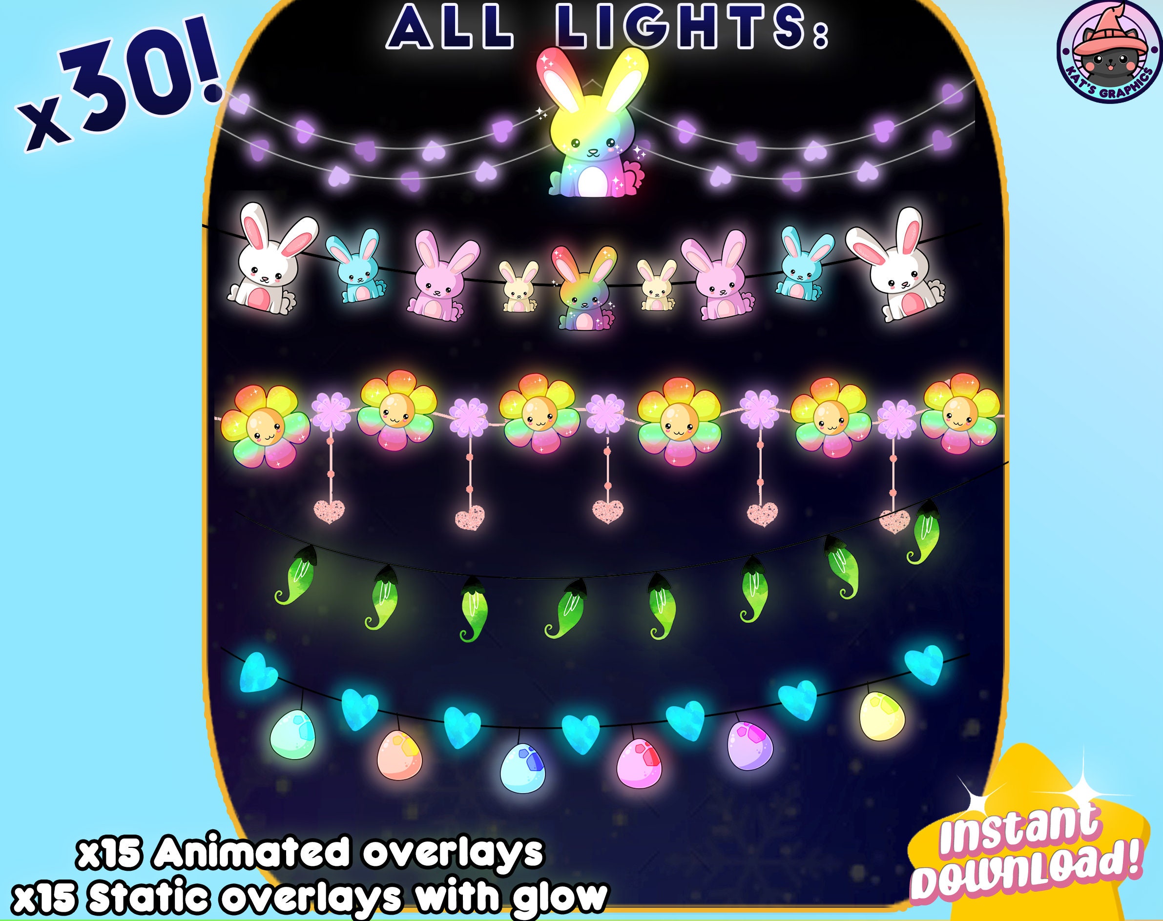 Flashing ANIMATED Aesthetic EASTER Lights for Twitch Streamers - Etsy