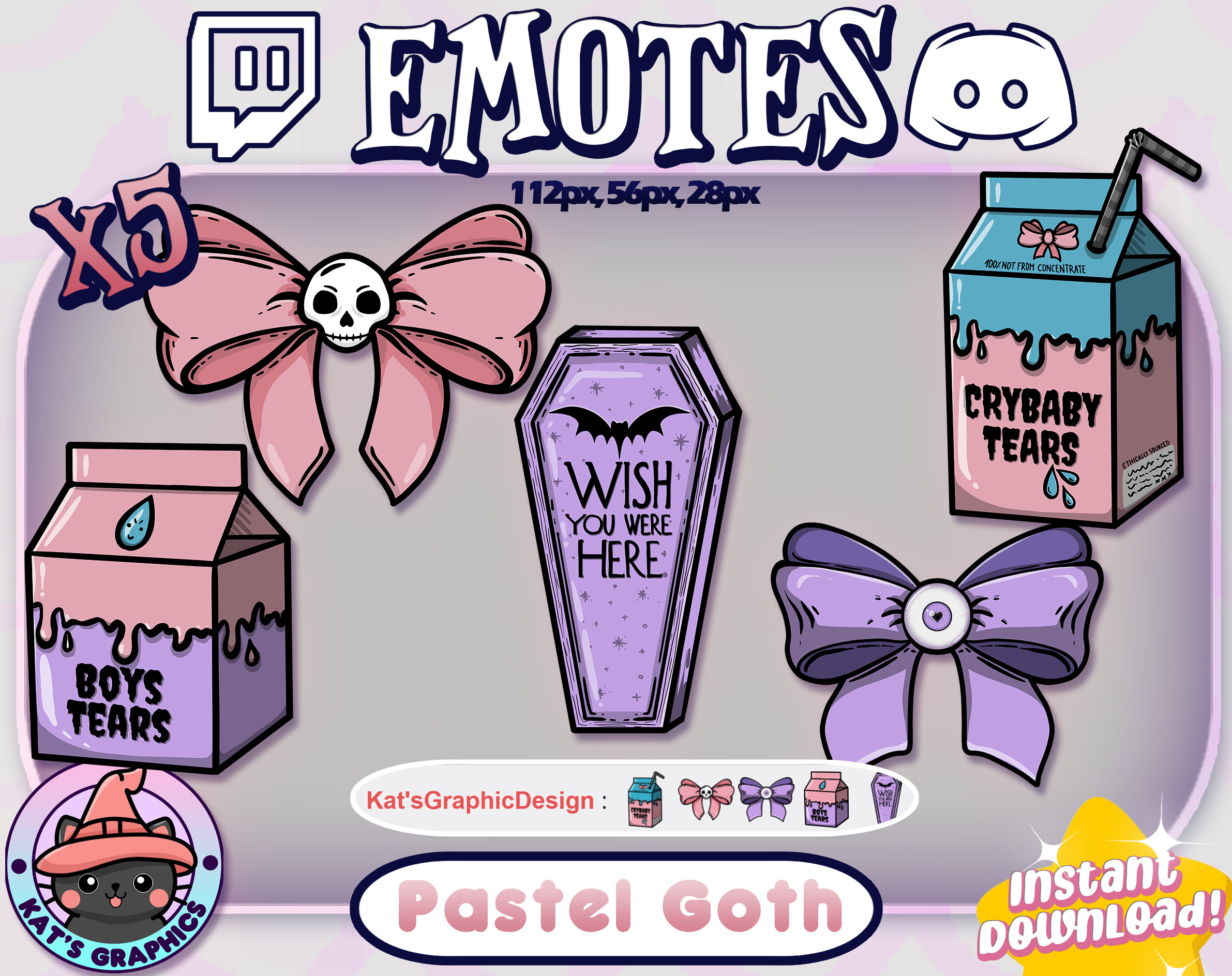 PASTEL GOTH Twitch Emotes Channel Points Streamer - Etsy