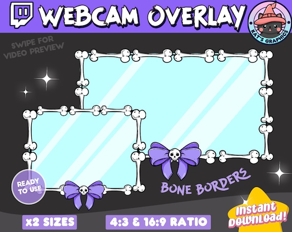 Purple Skull Bow Twitch Webcam BONE Border Overlay Streamer | Etsy UK