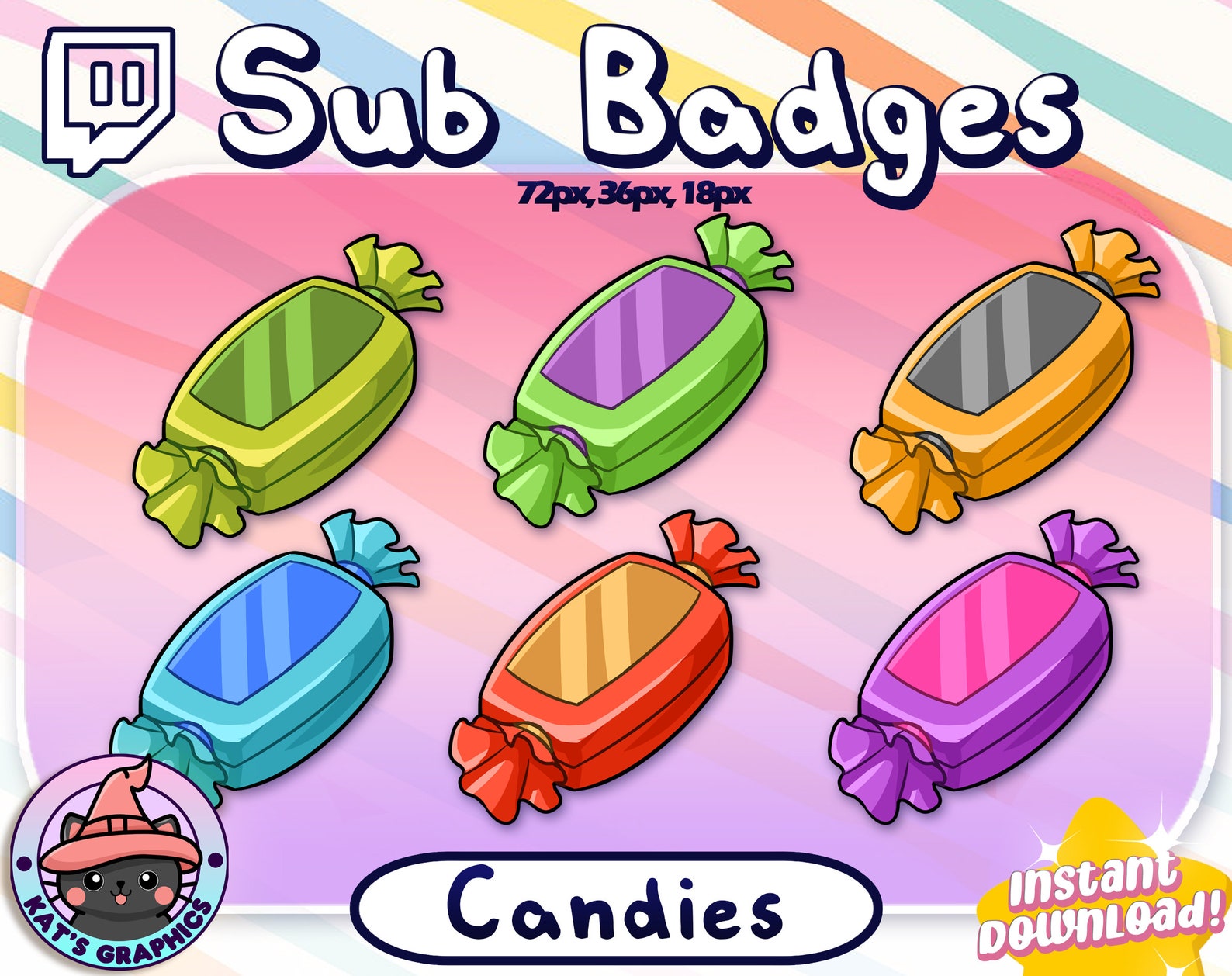 WRAPPED CANDIES Twitch Sub Badges Subscriber Badges Bit - Etsy