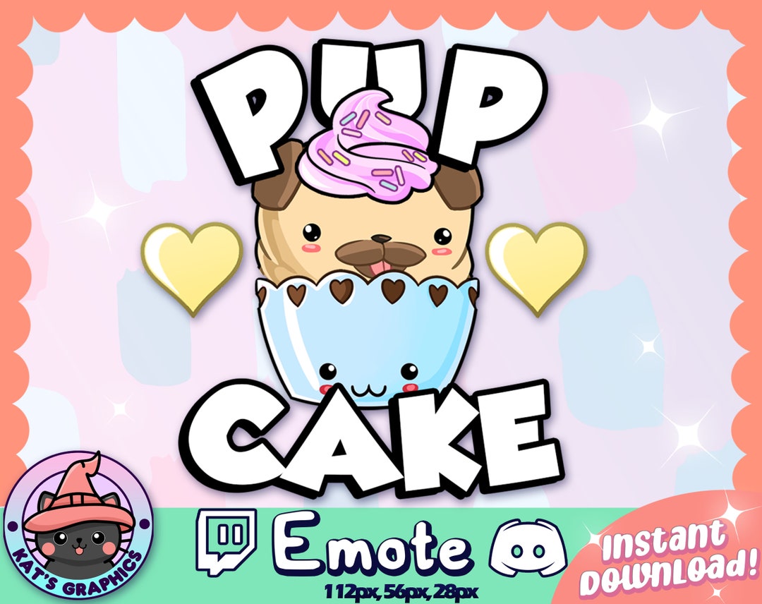 PUP CAKE Pug Twitch + Discord Emote | Channel Points | Streamer, Emoji ...