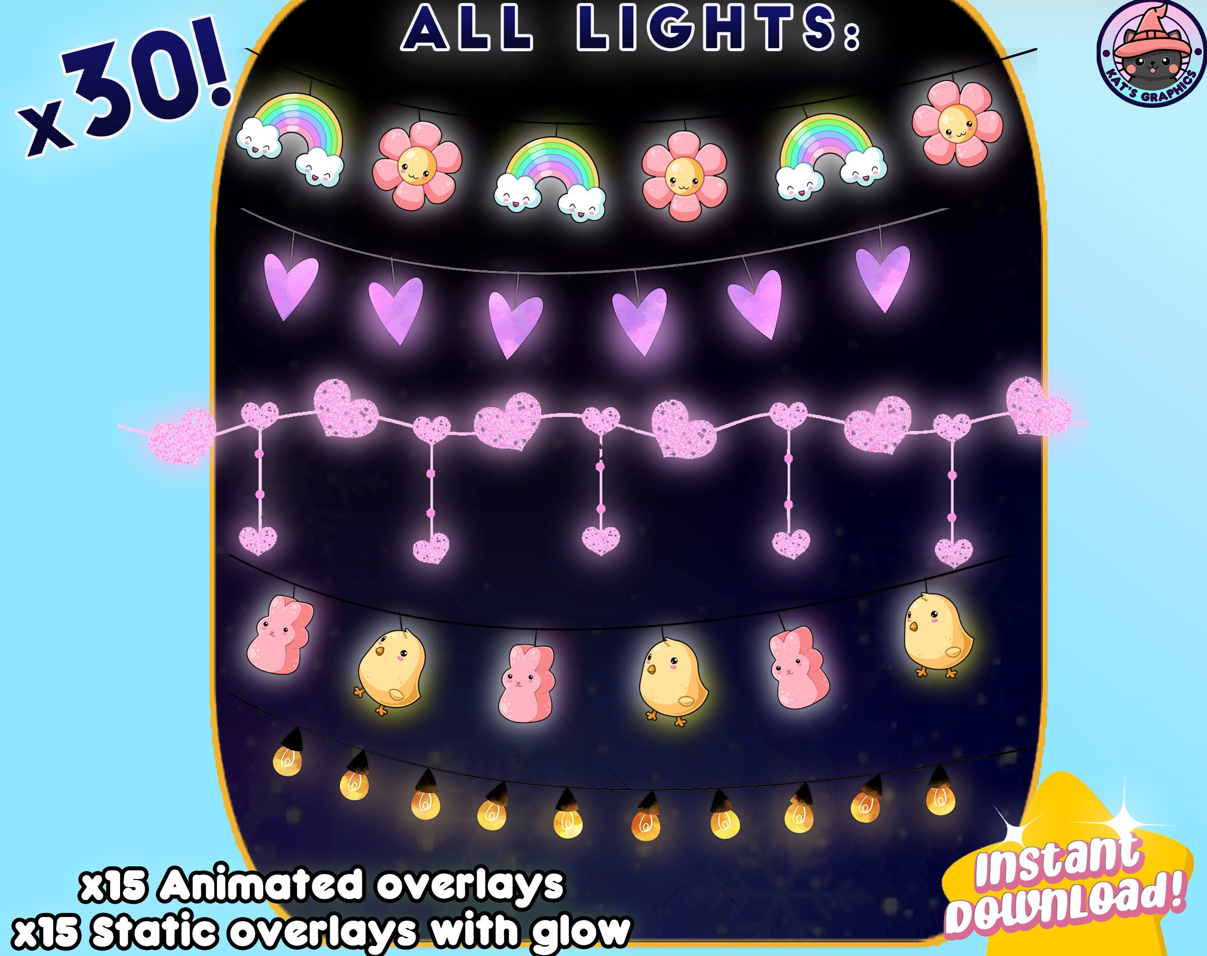 Flashing ANIMATED Aesthetic EASTER Lights for Twitch Streamers - Etsy