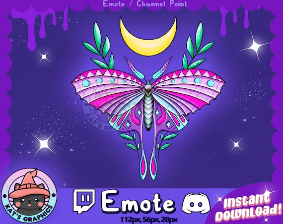 CUTE MOON Moth EMOTE for Twitch Discord Channel Points | Etsy Australia