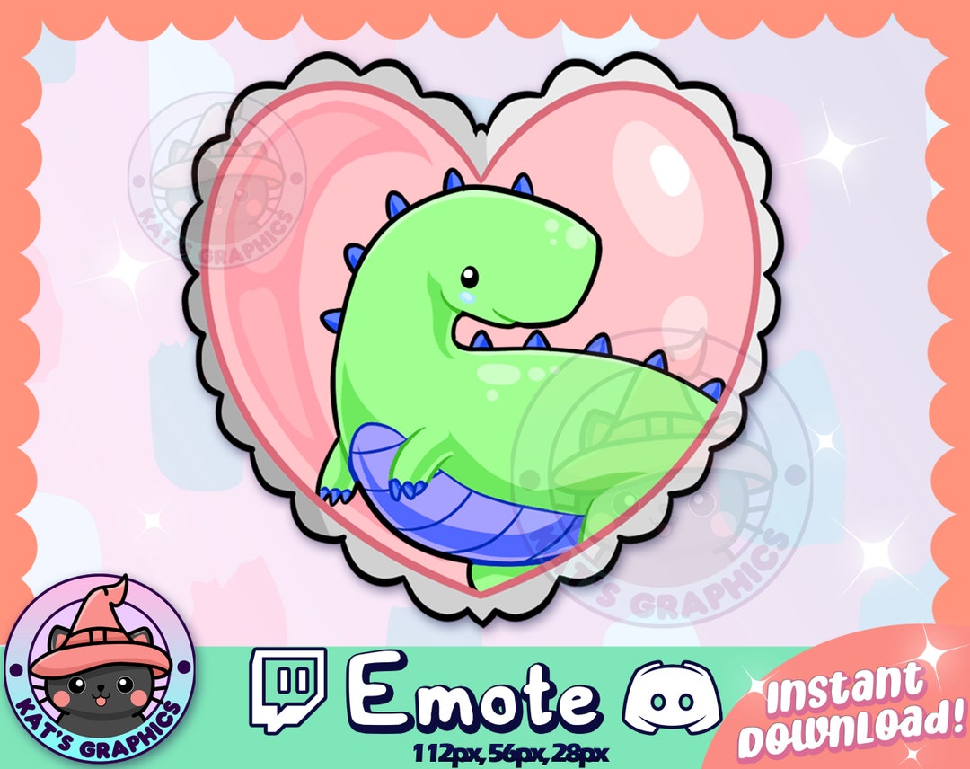 Kawaii Frilly DINO HEART Twitch + Discord Emote | Channel Points ...