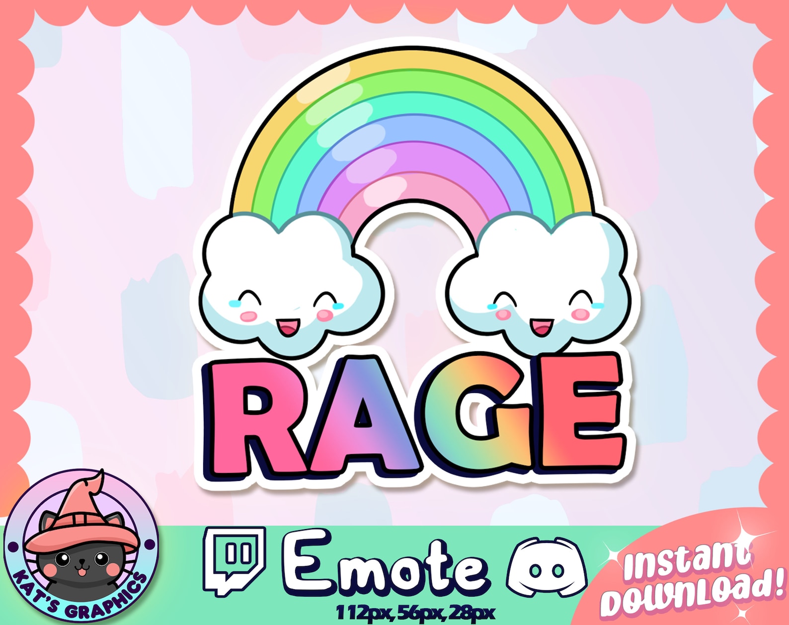 Kawaii RAINBOW RAGE Twitch Discord Emote Channel Points - Etsy