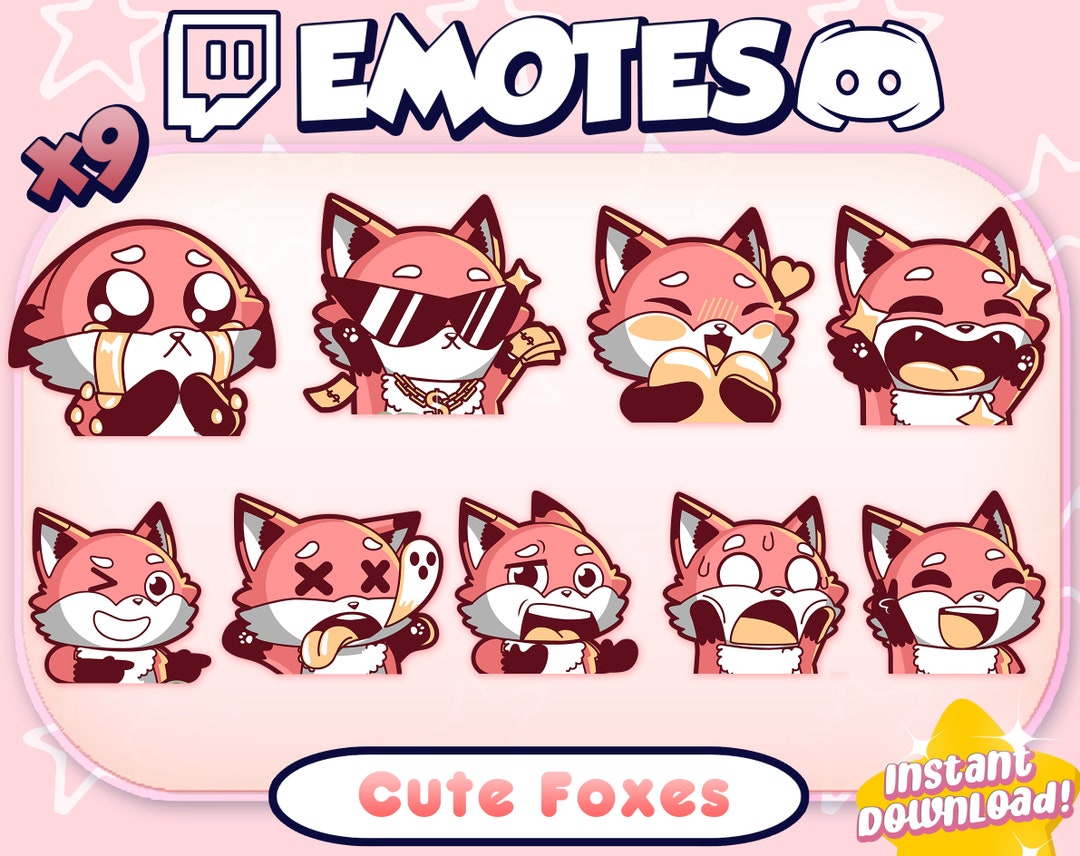 KAWAII FOX Big Pack Twitch and Discord Streamer Emotes | Channel Points ...