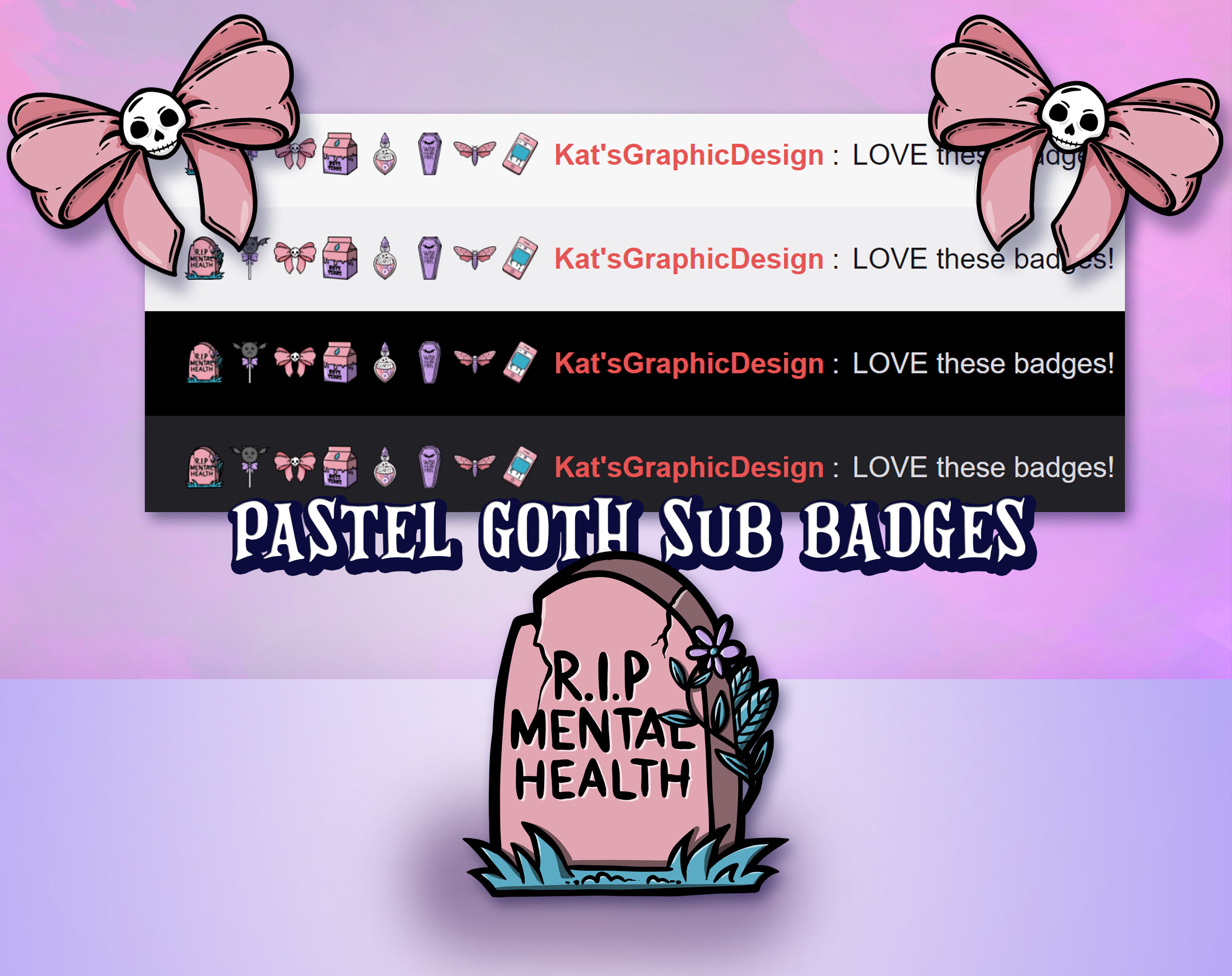 Pastel Goth Twitch Sub Badges Subscriber Badges Bit Badges - Etsy