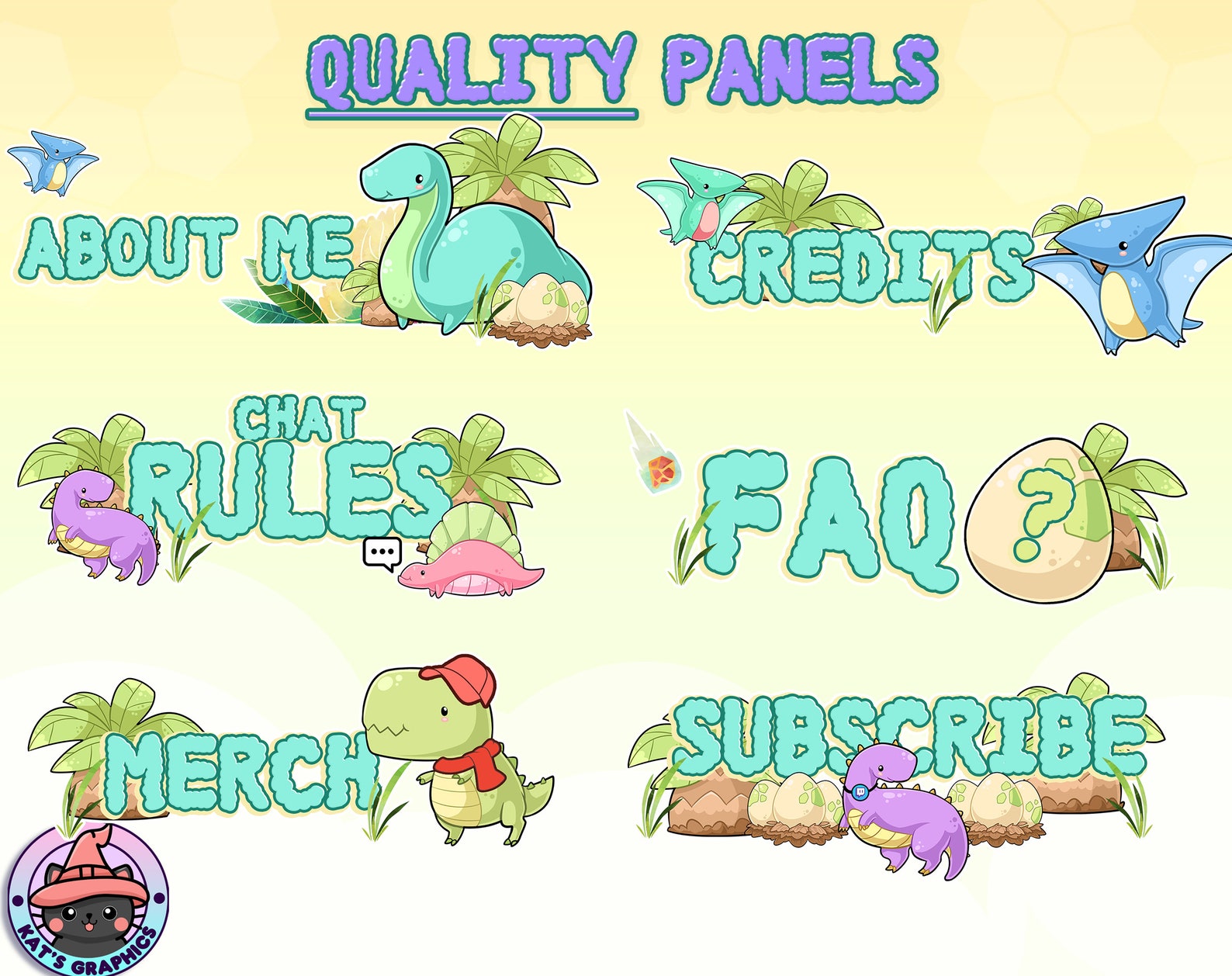 KAWAII DINO Dinosaur V2 Twitch Streamer Panels / Buttons X10 - Etsy
