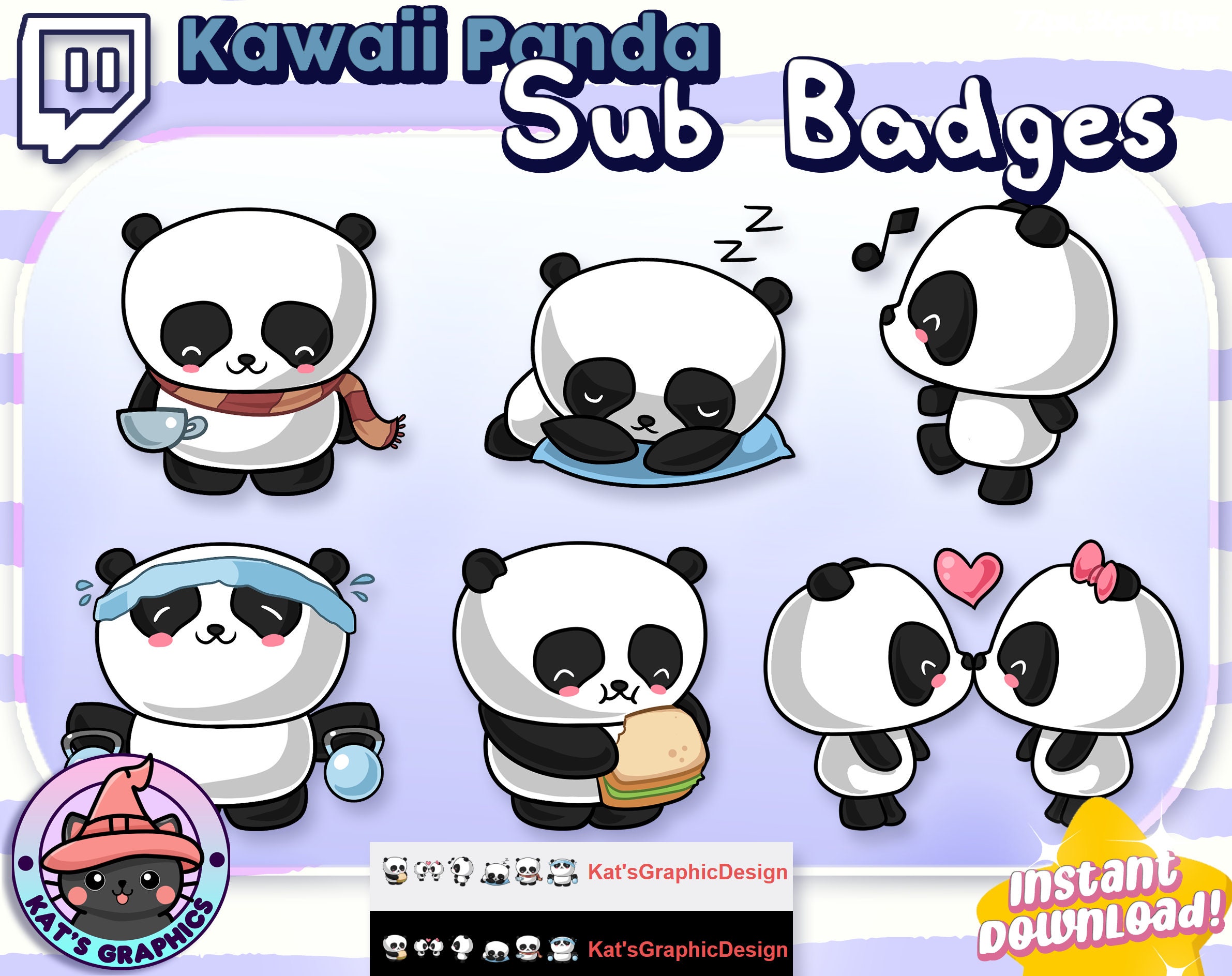 Kawaii Panda Twitch Sub Badges Subscriber Badges Bit - Etsy
