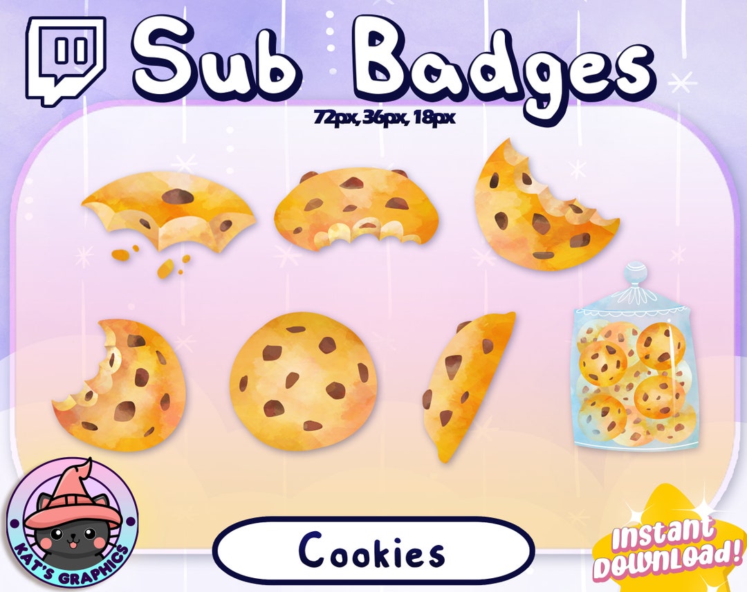 COOKIE Twitch Sub Badges | Discord + Youtube, Subscriber, Bit Badges ...
