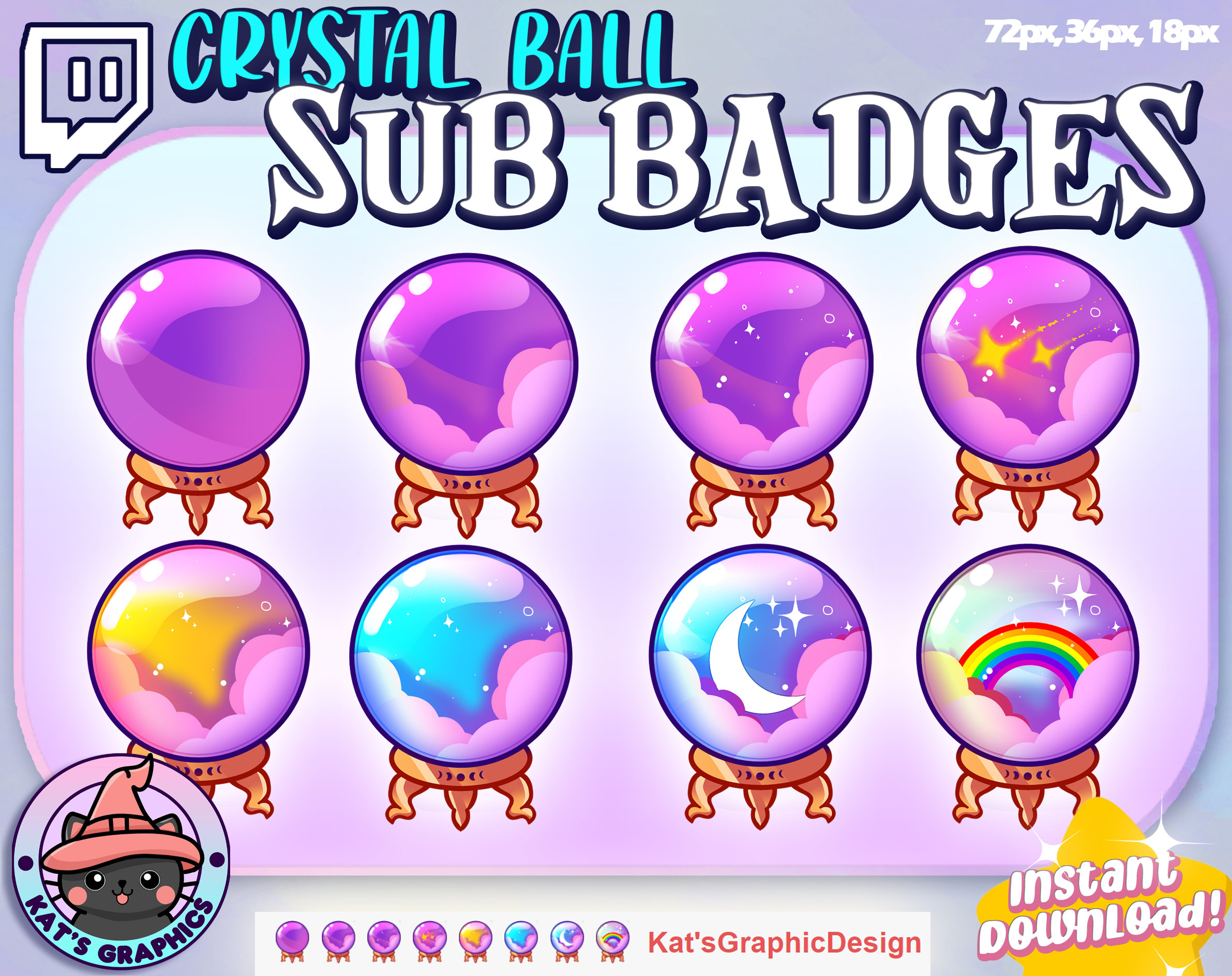 Crystal Balls Twitch Sub Badges Subscriber Badges Bit | Etsy