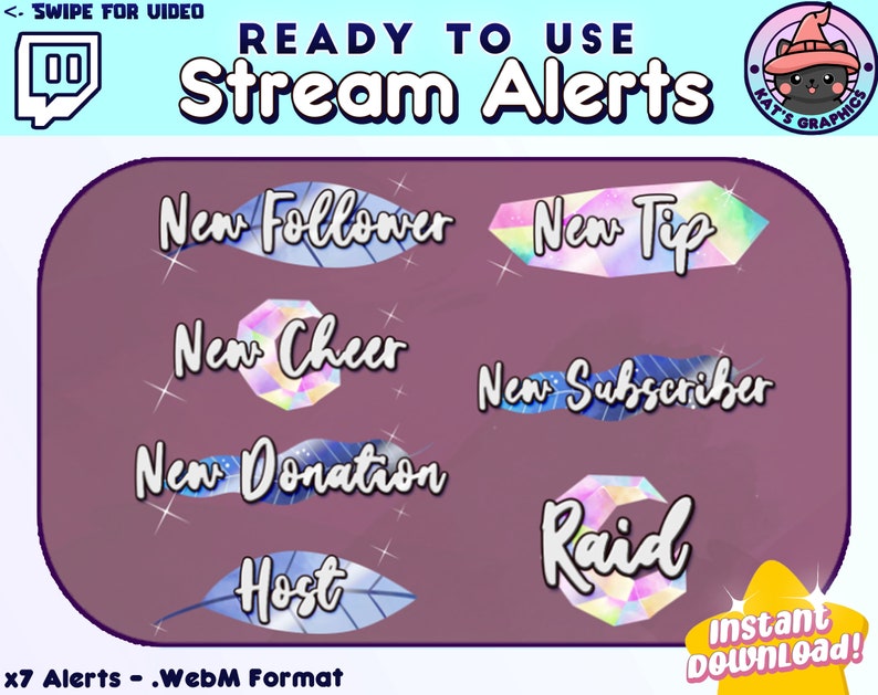 Sparkle Gem Twitch Stream Alerts Pop-ups Leaves Diamonds - Etsy