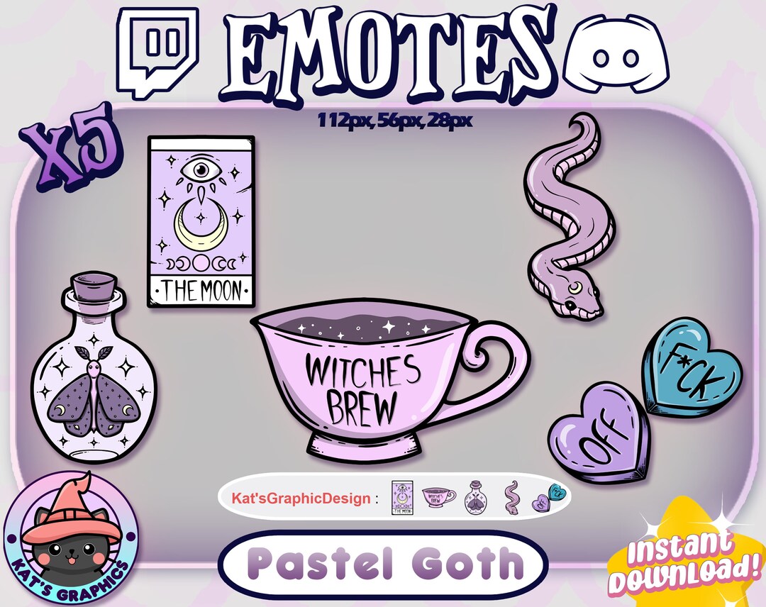 PASTEL GOTH Twitch Emote Pack | Channel Points | Streamer Emote ...