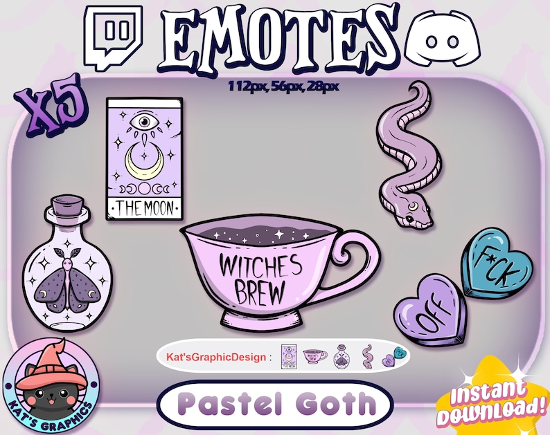 PASTEL GOTH Twitch Emote Pack Channel Points Streamer - Etsy UK