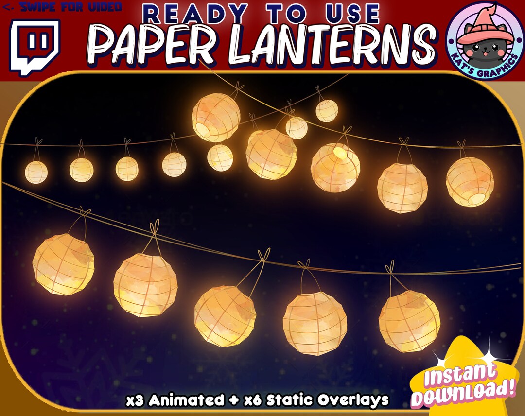 Flashing Aesthetic PAPER LANTERN Yellow Lights for Twitch Streamers ...